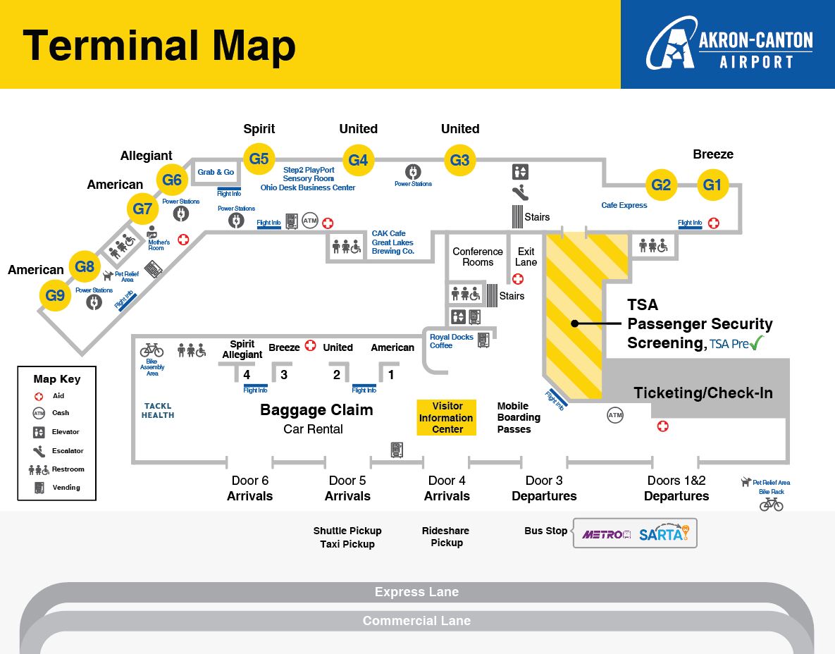 CAK Airport Map | Akron-Canton Airport » Akron-Canton Airport